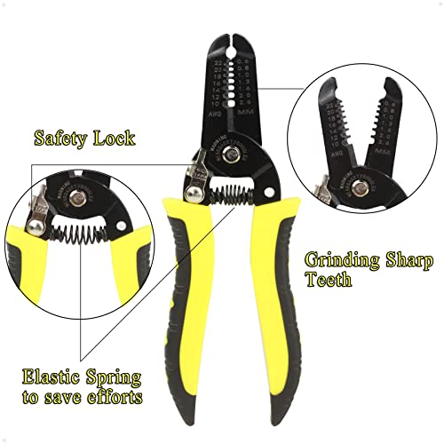 Solar Crimping Tool Kit with Wire Stripper and Cutter, Male Female Solar Panel Connector and Solar Connector Assembly Tool Spanner for 2.5/4.0/6.0mm² MC3 MC4 Solar Panel PV Cable