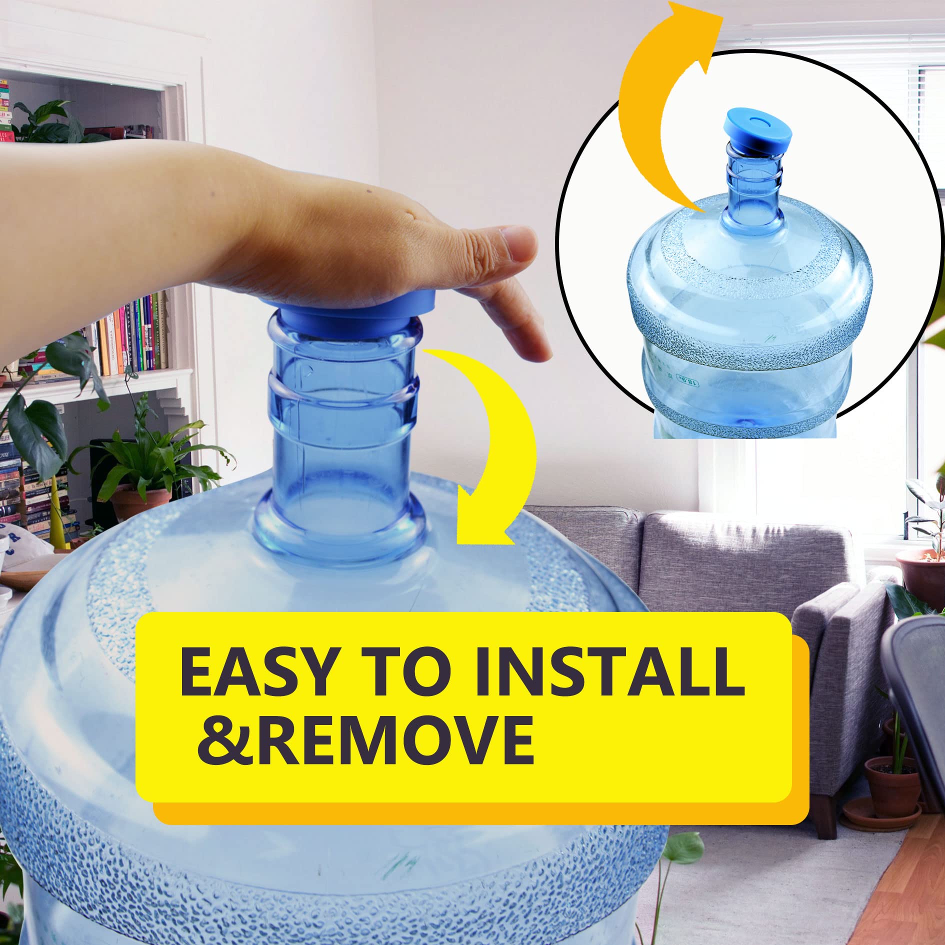 Striludo 3 Packs 5 Gallon Water Jug Lids,Replacement Water Jug Caps,Reusable Silicone Leak Proof Jug Lid for 55mm Bottles