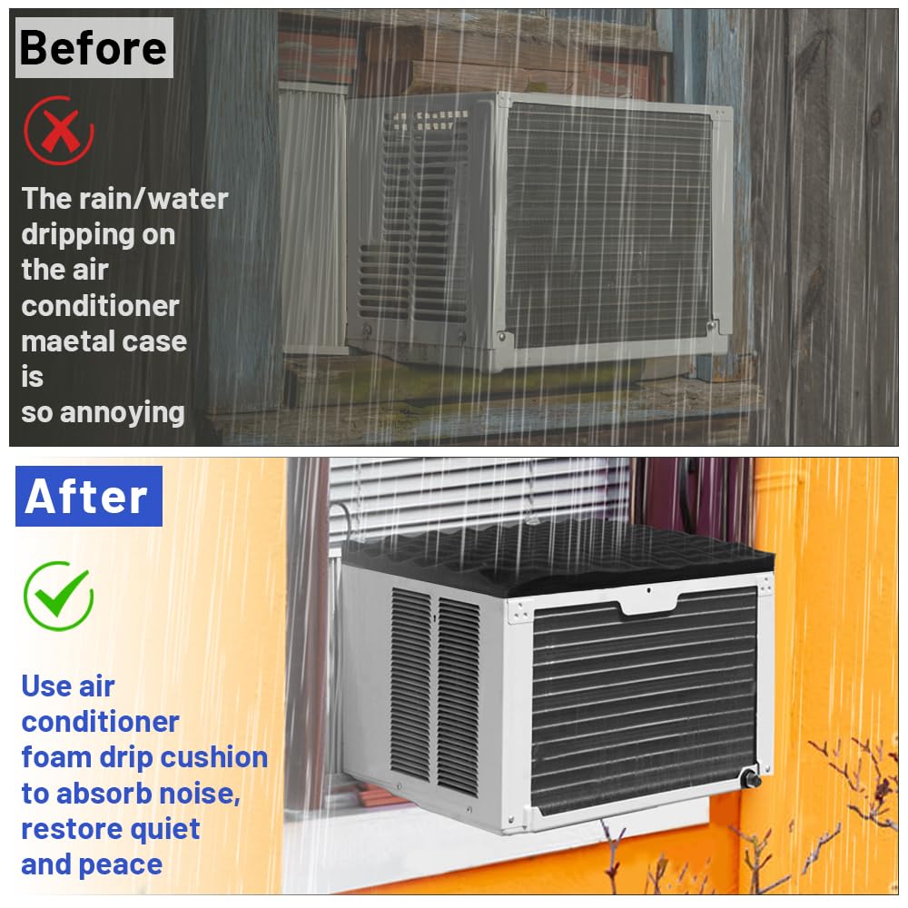 Sgran 2 Pack Air Conditioner Drip Cushions, 23.6 x 15.7 Inch Air Conditioner Top Pad AC Rain Cover Window AC Removable Foam Mat for Stop Dropping Noise of Water Drpping onto Your AC