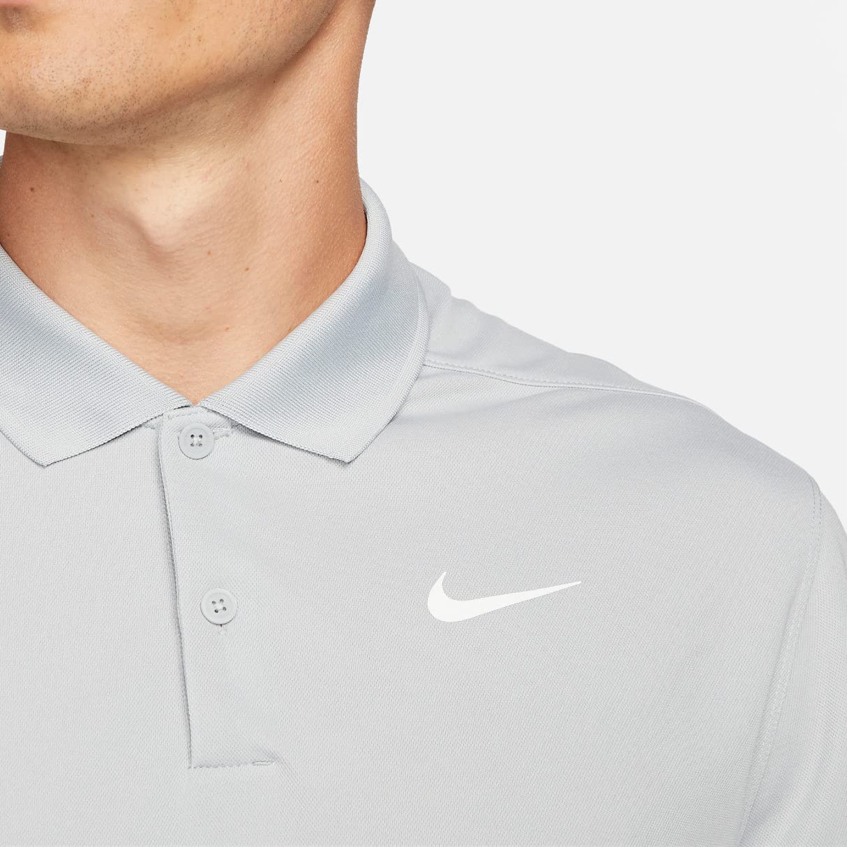 Nike Dri-FIT Victory Men's Long-Sleeve Golf Polo Shirt (as1, Alpha, l, Regular, Regular, Light Smoke Grey/White)