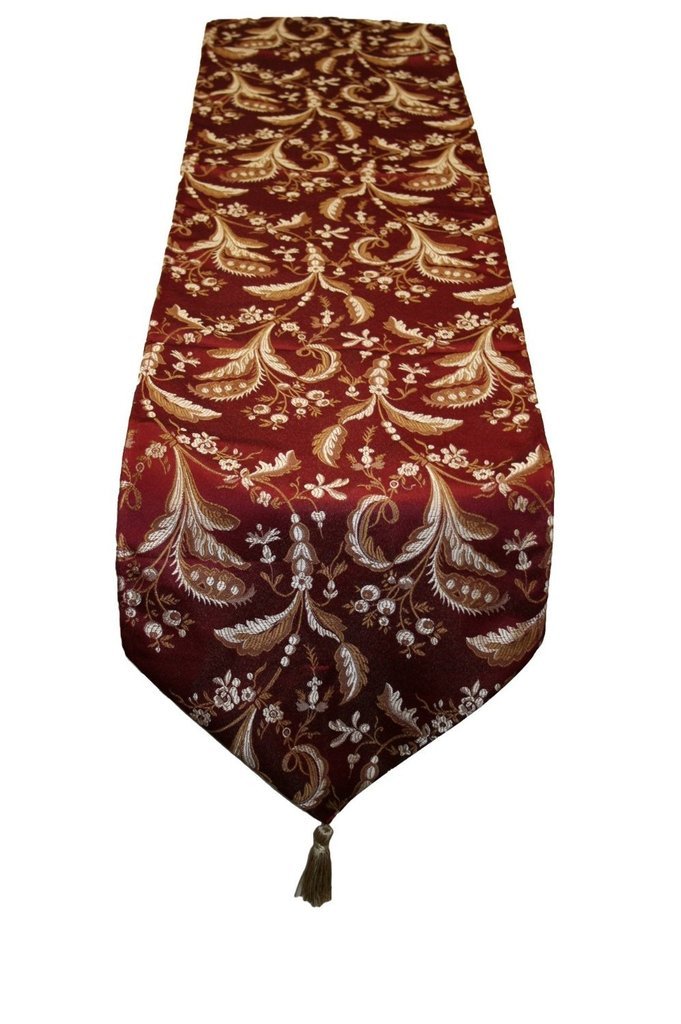 Luxury Damask 13" X 90" Burgundy Table Runner