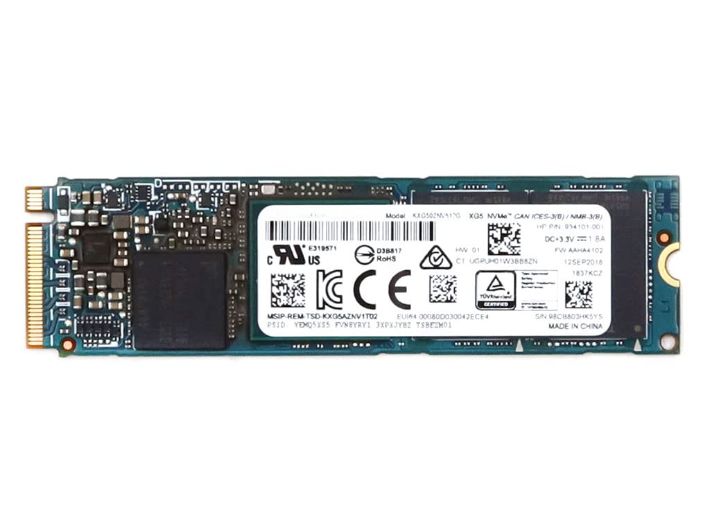 Solid State Drive 934101-001 Compatible Replacement Spare Part for HP Toshiba KXG50ZNV512G 512GB PCI-Express 3.0 x4 TLC NVMe M.2 2280 Internal SSD