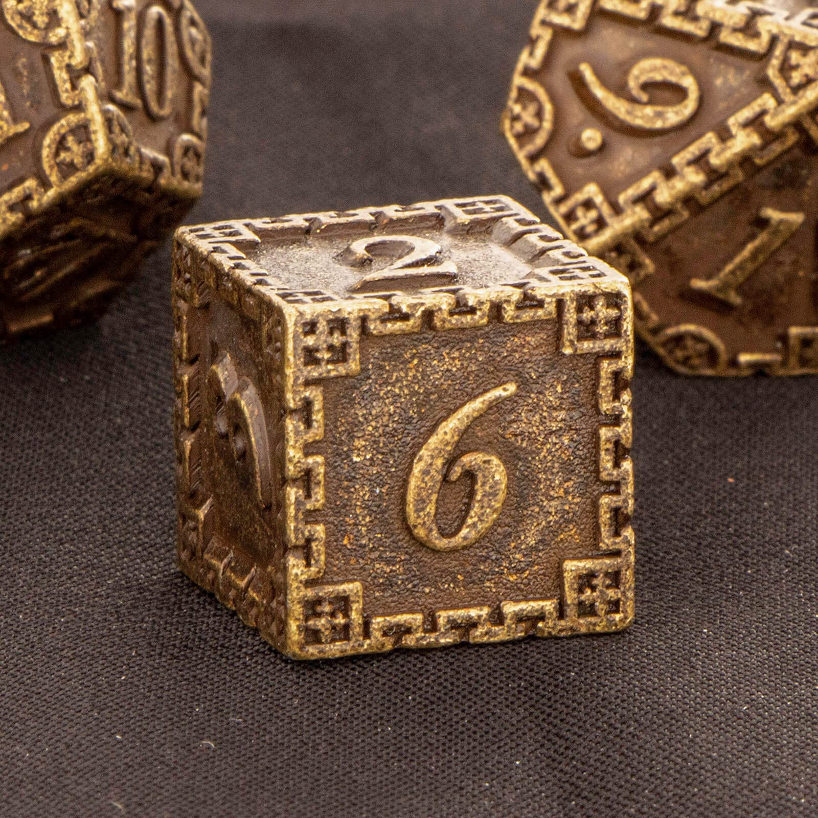 OUKELANWO Metal DND Ancient Bronze Dice Set D&D Dice, 7pcs Dungeons and Dragons Dice Set D20 D12 D10 D8 D6 D4, RPG Role Playing Dice with Gift Box for MTG Warhammer Pathfinder