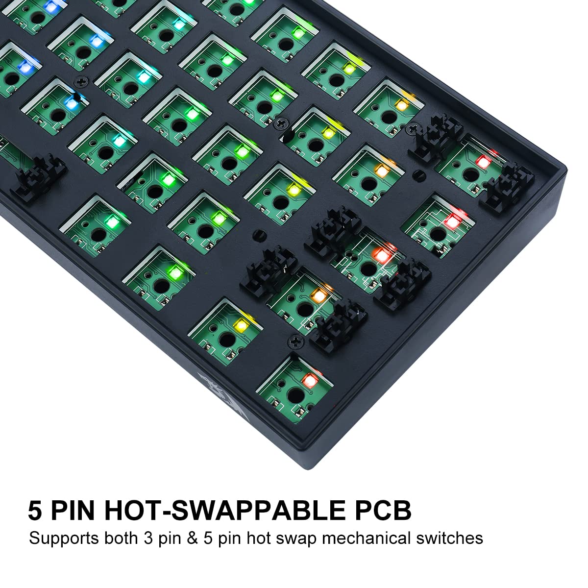 Redragon BBK530 Pro Custom Gaming Mechanical Keyboard Kit – 60% 61 Keys DIY RGB Modular Keyboard – Barebones Compact Keyboard HOT SWAPPABLE 3pin/5pin Switch, Support Bluetooth 5.0/USB-C Wired/2.4GHz