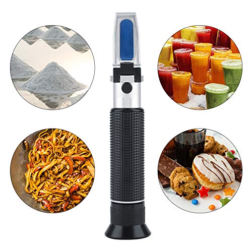 Refractometer,3 in 1 Brix Refractometer Salinometer, Portable Food Sugar Salinity Gravity Meter Tester for Measuring Sugar Content in Fruit, Honey, Maple Syrup and Other Sugary Drink, Refractomet