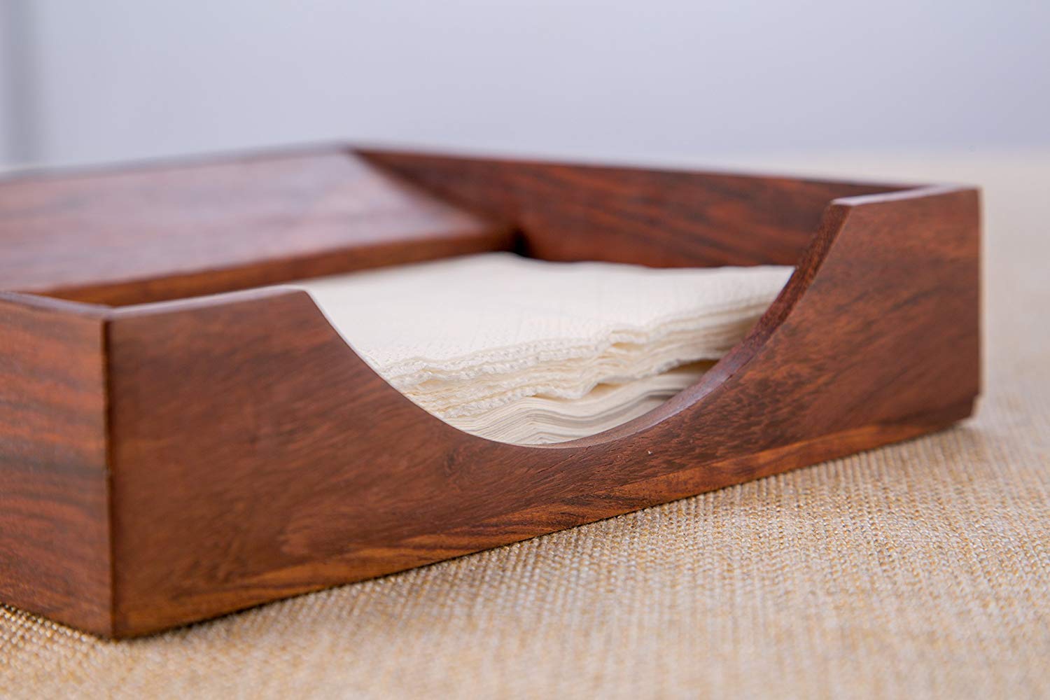 Rusticity® Wood Paper Napkin Holder for Napkin and Tissues - Sleek Design | Handmade | (7x7 in)