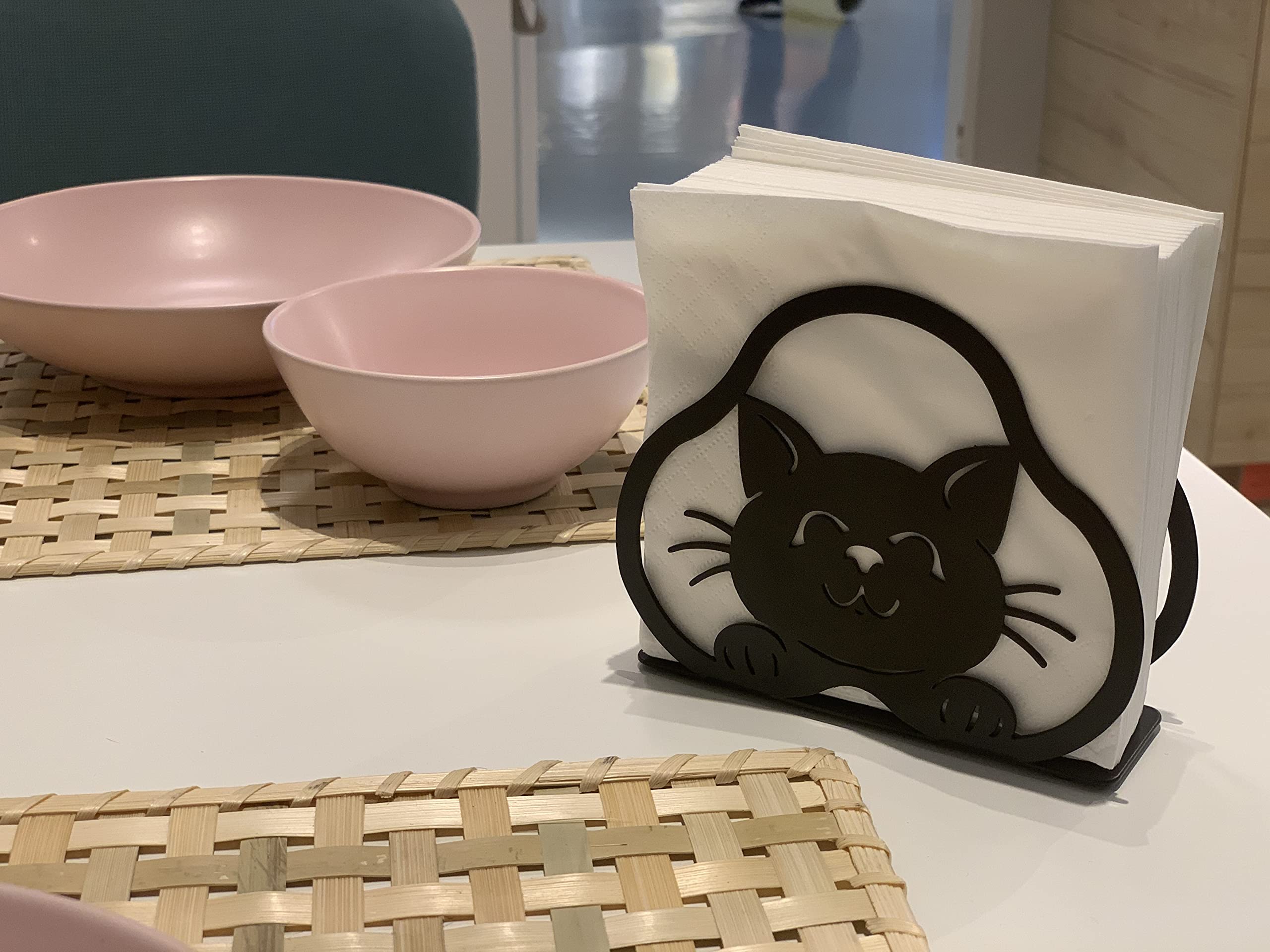 PXLYWLTZL Napkin Holder for kitchen,CAT black Metal Holders Tables, dinner iron Restaurants,Farmhouse,Cafe,Bar, Holders, Tissue Dispenser (CAT), 4.8inch 4inch 1.7inch (999)