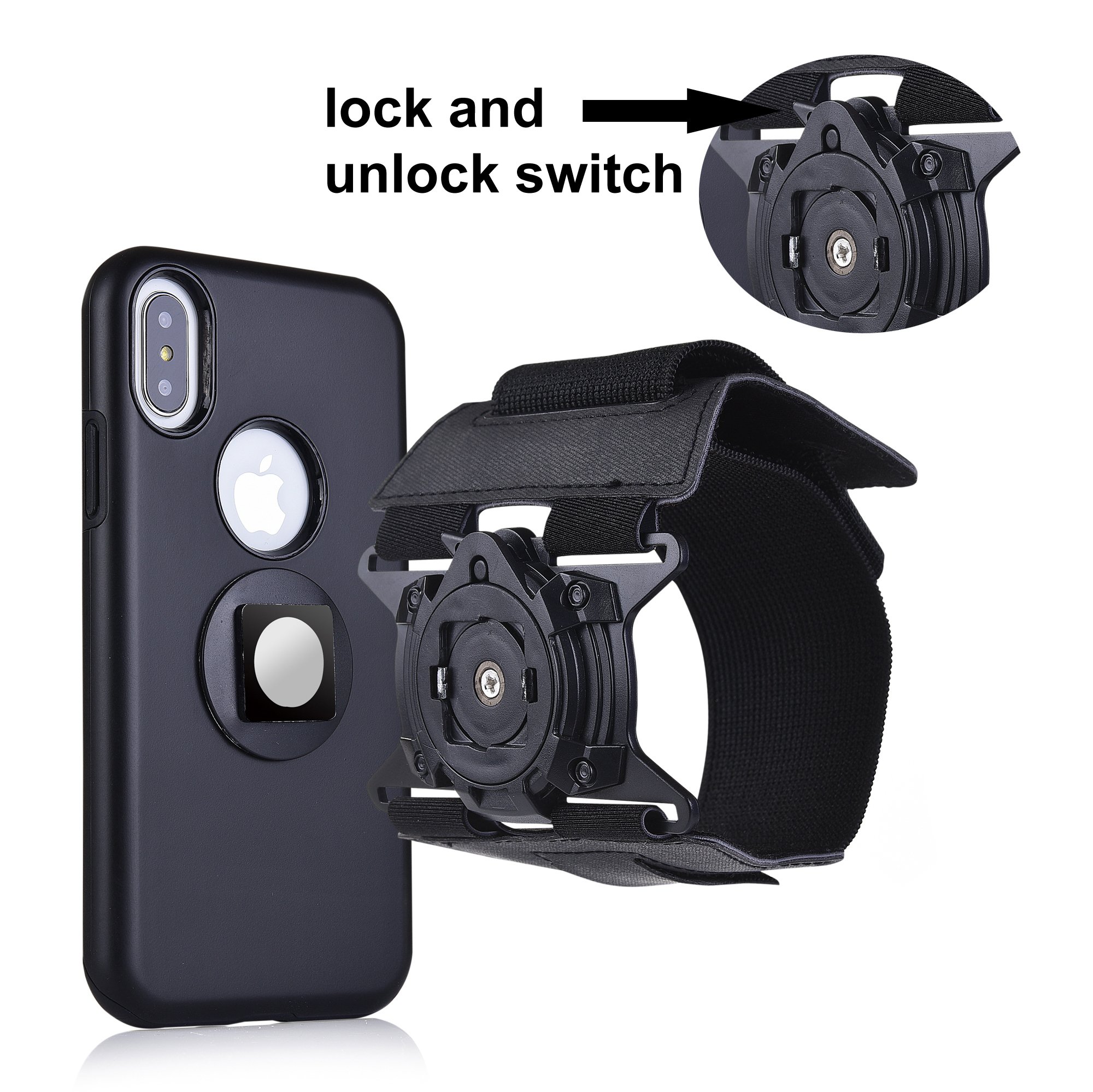igooke Universal Phone Armband, Running Phone Holder with Quick Mount for iPhone 12 Pro Max Note 20 Ultra S20 Ultra Note 10 Plus etc for Sports Workout Exercise Jogging (Black)