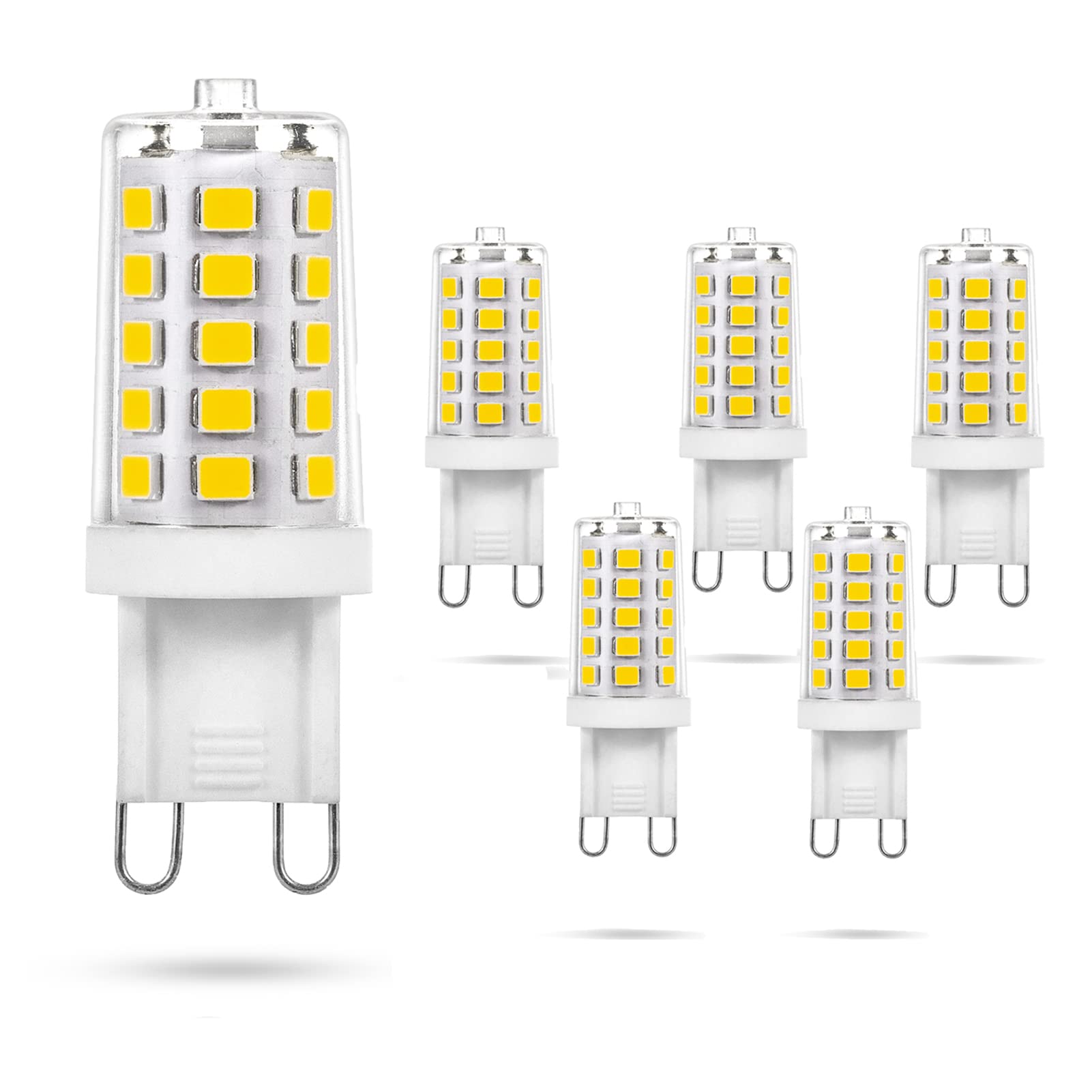 MRAFNELU G9 LED Bulb Dimmable, Daylight White 6000K 4W Equivalent to 40W Halogen Bulb, 120V Bi Pin Base LED Blubs 360°Beam Angle 450LM for Home Lighting(6 Pack)