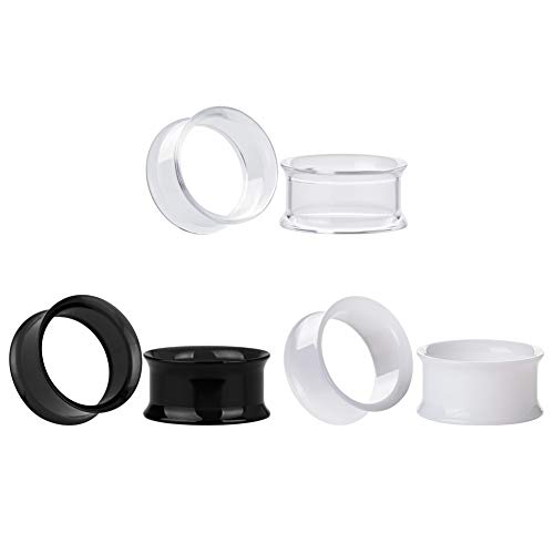 KUBOOZ 3 Pairs Set Prevent Allergy Acrylic Ear Plugs Tunnels Gauges Stretcher Piercings 1/2"