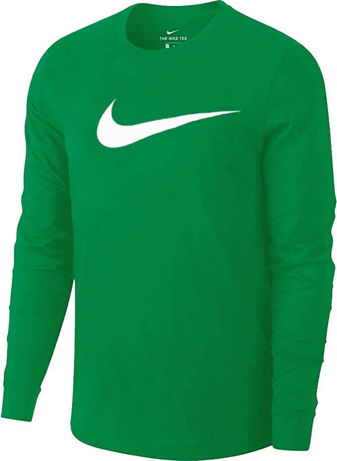 Nike Men's Swoosh Long Sleeve T Shirt (as1, Alpha, xx_l, Regular, Regular, Apple Green/White)