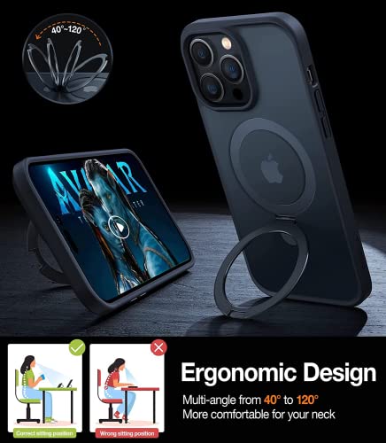 TORRAS Magnetic UPRO Ostand for iPhone 12 Pro Max Case [Compatible with Magsafe] with Stand, [MIL-Grade Drop Protection] Shockproof Matte Back Slim Protective Case iPhone 12 Pro Max Phone Case, Black
