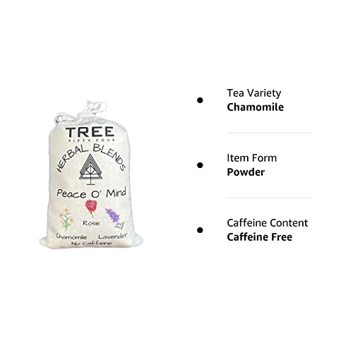 Peace O' Mind Herbal Blend - Chamomile, Red Rose Petals, Lavender | Natural Caffeine Free Tea & Smoke Blend by Tree Fifty Four | 30 Cups