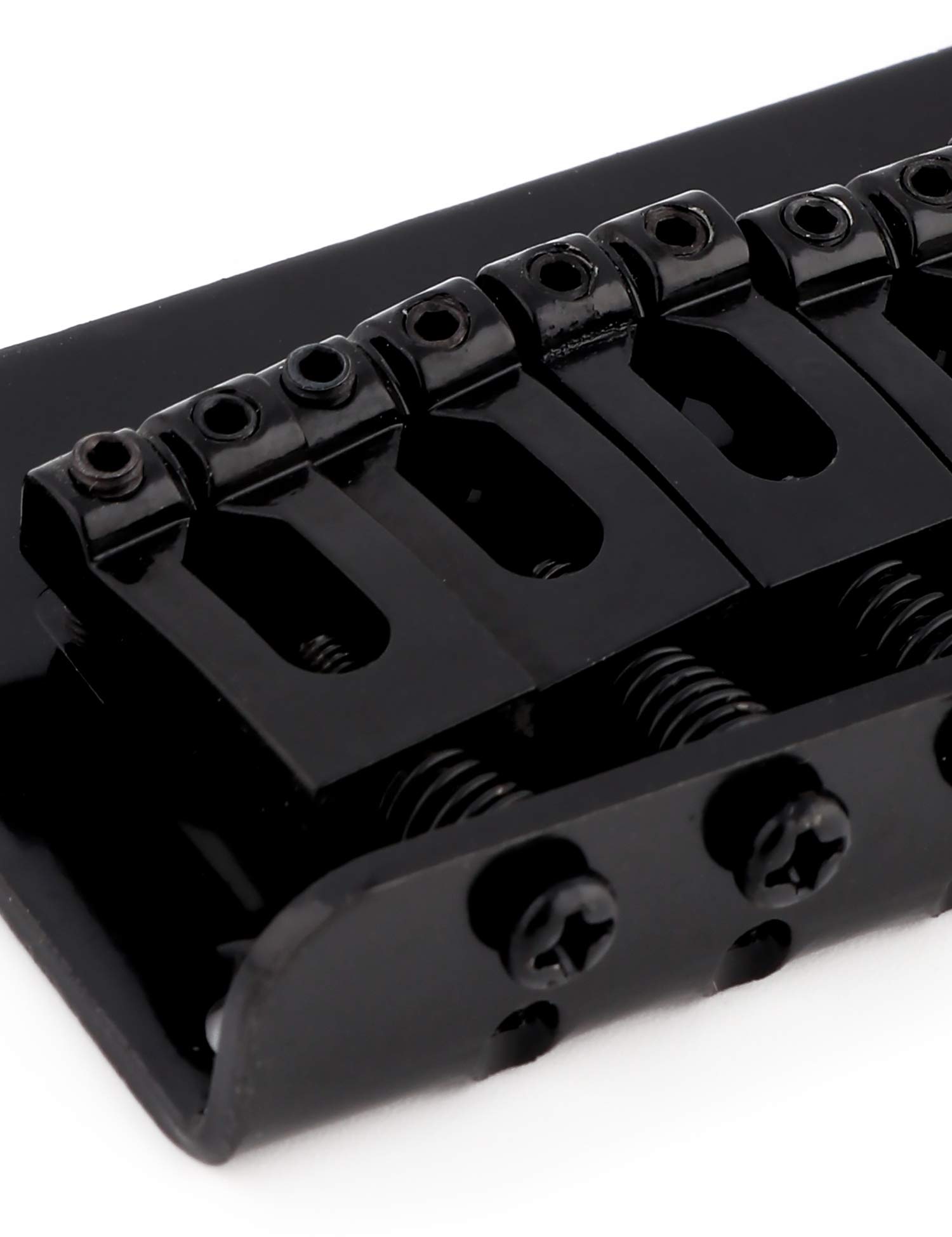 Metallor Top Load Guitar Bridge Tailpiece Fixed Hardtail Saddle Bridge Compatible with 6 String Fender Strat Tele Style Electric Guitar Parts Black.