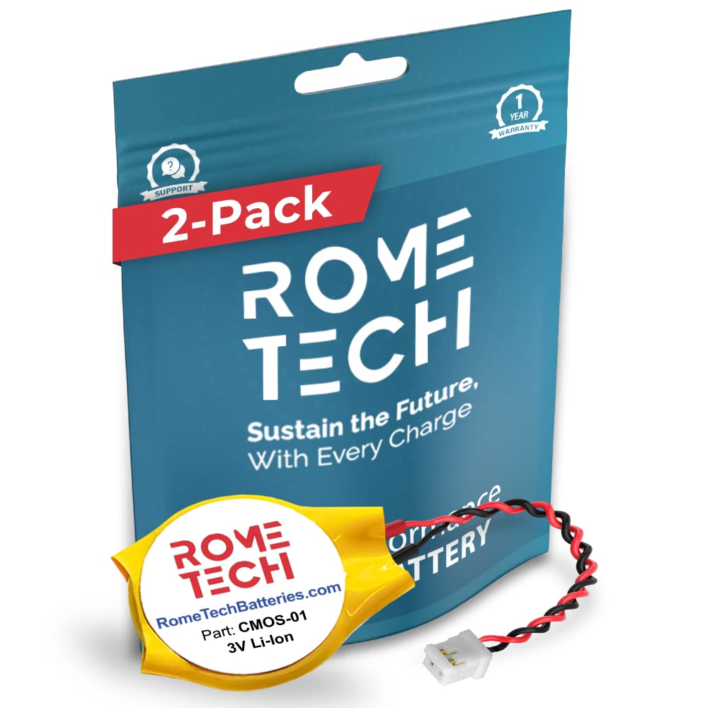 Rome Tech Replacement CR2032-LC1 CMOS Battery for Sony Playstation 2/3 - PS2 PS3 Backup RTC BIOS Battery - 2 Wire Cable (2-Pack)