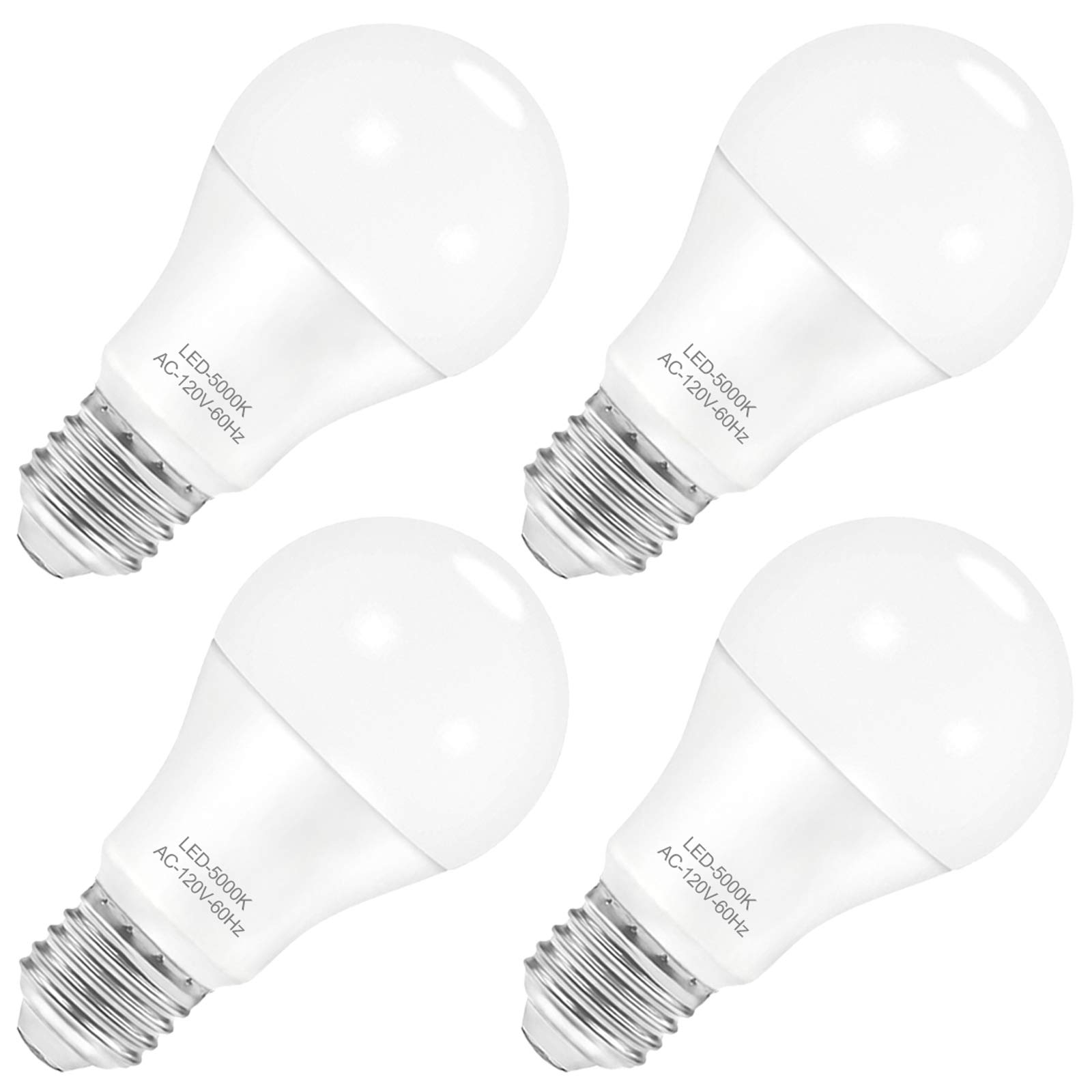 LED Light Bulbs 75 Watt Equivalent, 800 Lumen A19 LED Lightbulbs, 9W LED Energy Saving Lamp, 5000K Daylight White, E26 Medium Base, Non-Dimmable, 4 Pack