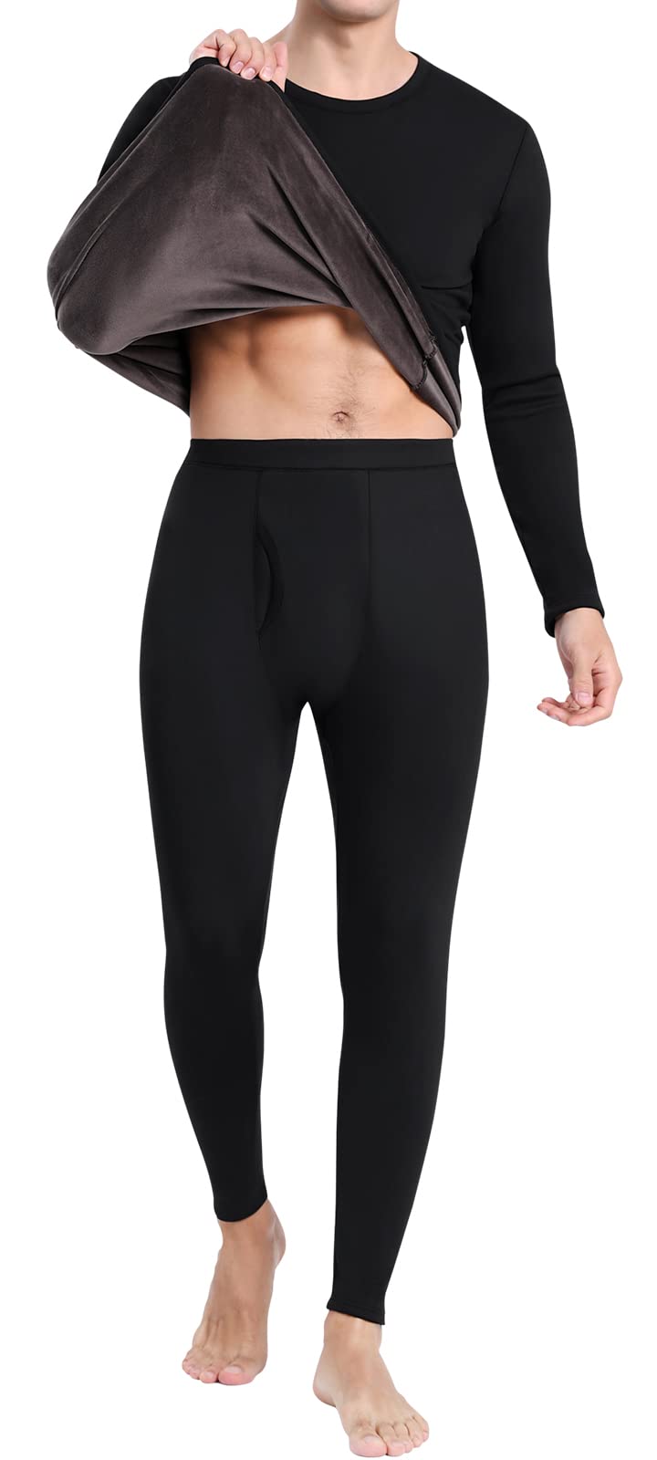 MRIGNT Thermal Underwear for Men, Heavyweight Long Johns Set Ultra Soft Lined Warm Base Layer Top and Bottom for Extreme Cold Weather Black