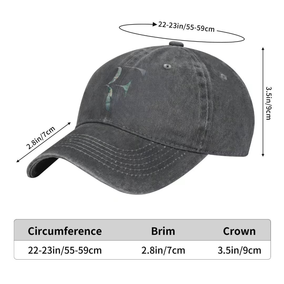 ROGER FEDERER Hat Cotton Snapback Classic Denim Cap for Men Women Adjustable Deep Heather