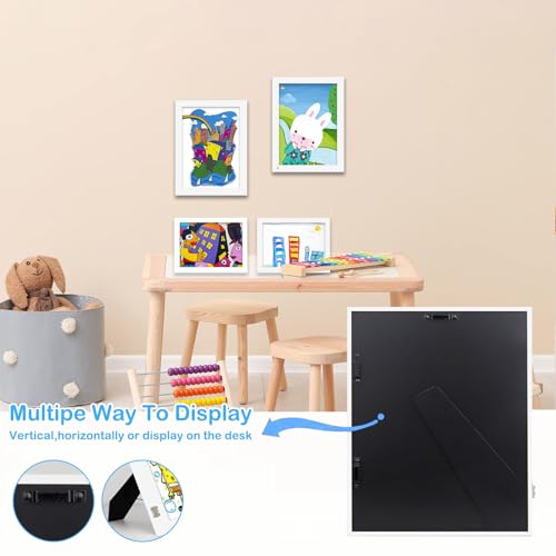 KBKBART Kids Artwork Frames Changeable, 2-Pack 8.3x11.8 Front Opening Kids Art Frame, White Children Art Project Kids Storage Display Picture Frames Holds 50-150 Pcs A4 Letters for 3D Picture, Crafts,