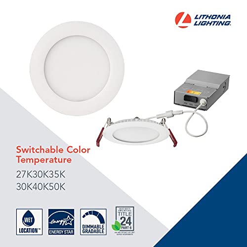 Lithonia Lighting WF6 30K40K50K 90CRI MW M6 LED color Temperature Selectable Ultra Thin Recessed Downlight, 3000K | 4000K | 5000K, White, 6 inch