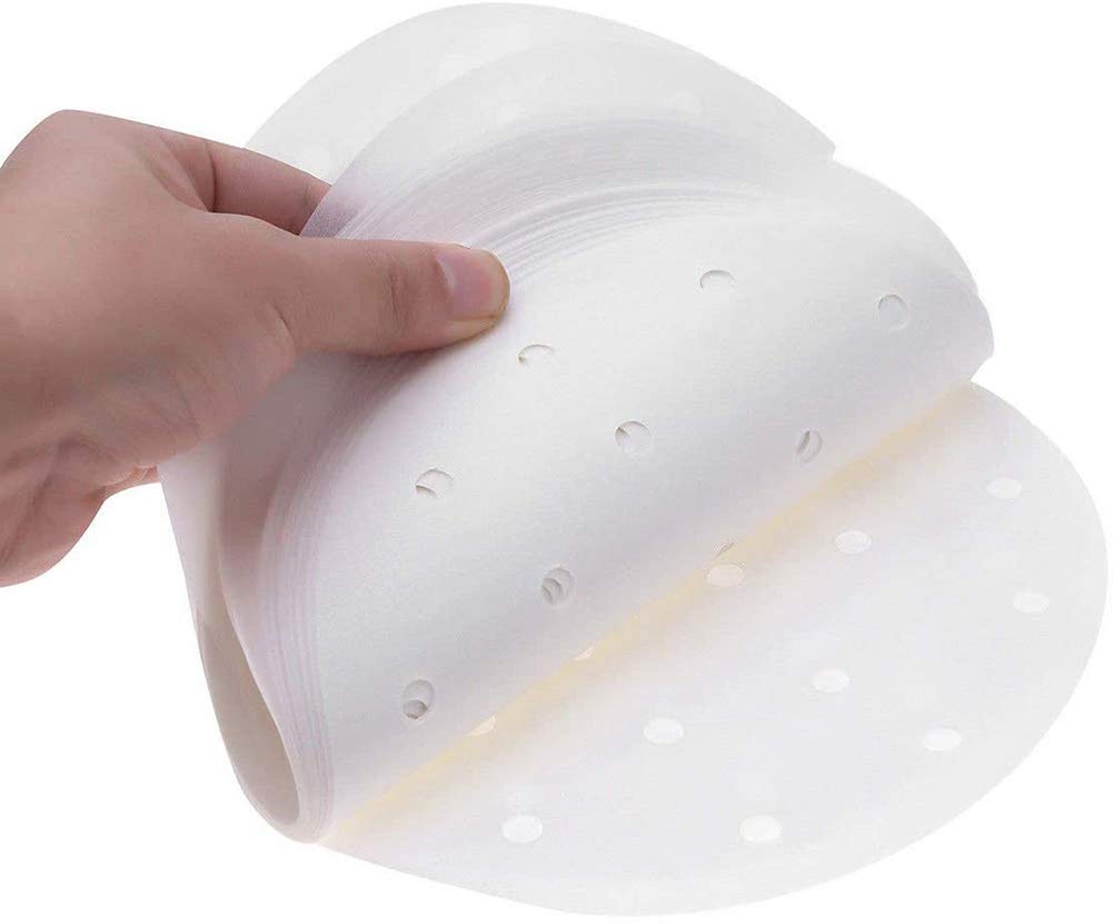 SHUAXI Air Fryer Liners (100+100 Pack) 7 inch and 9 inch Bamboo Steamer Liner,Perforated Parchment Paper Non-stick Basket Mat,Perfect for AirFryers/Steaming/Baking/Cooking.
