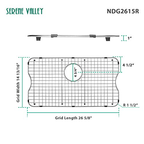 Serene Valley Sink Grid 26-5/8" x 14-13/16", Rear Drain with Corner Radius 1-1/2", NDG2615R