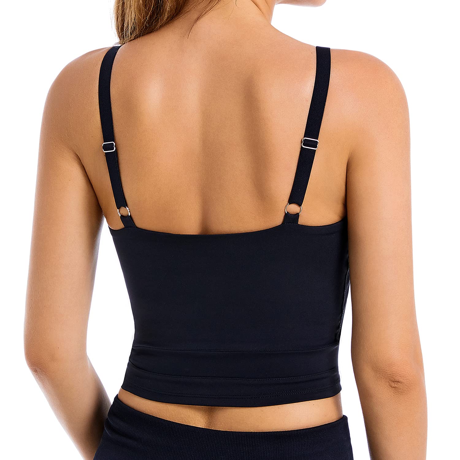 niceday Women’s Longline Sports Bra Wirefree Padded Medium Support Yoga Bras for Running Workout Tank Tops Black