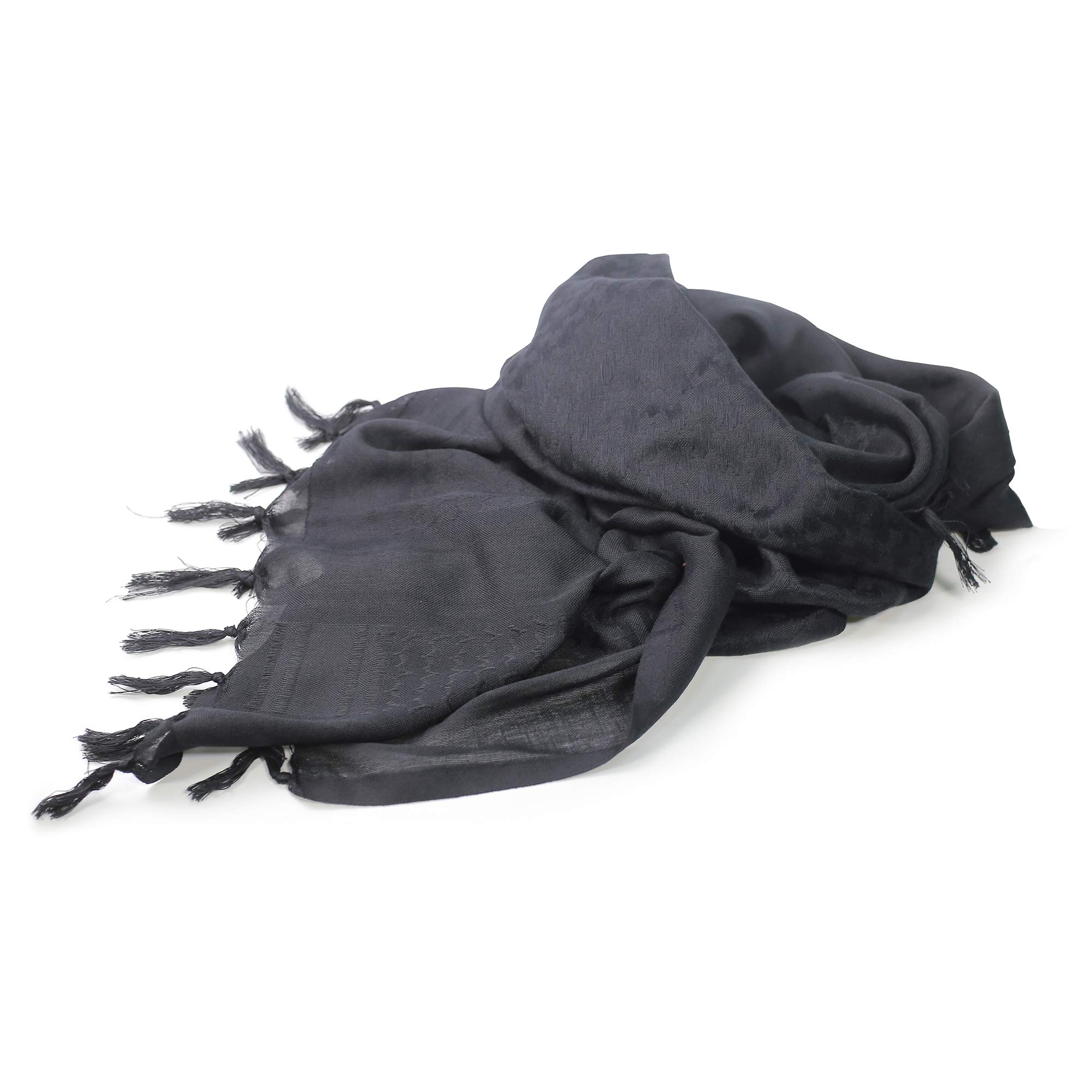 Luxns Military Shemagh Tactical Desert Scarf / 100% Cotton Keffiyeh Scarf Wrap for Men And Women/Black 43"x43"