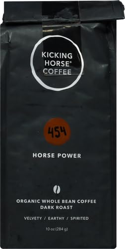 Kicking Horse Coffee, 454 Horse Power, Dark Roast, Whole Bean, 10 oz - Certified Organic, Fairtrade, Kosher Coffee