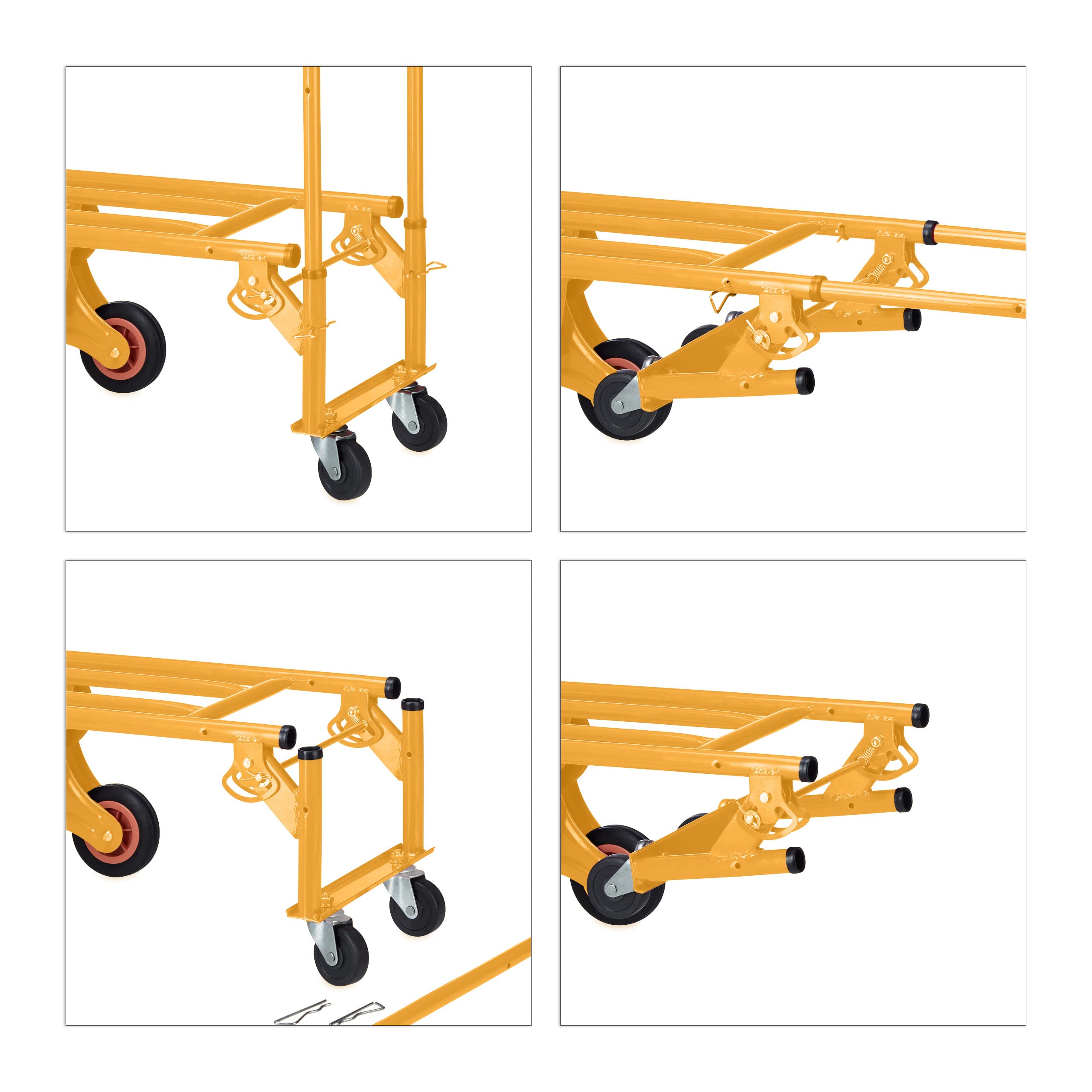 Relaxdays Stair Climbing Hand Truck, Folding Cart, up to 50/150 kg, Solid Rubber Tyres, Height Adjustable, Yellow, 124 x 54 x 77 cm