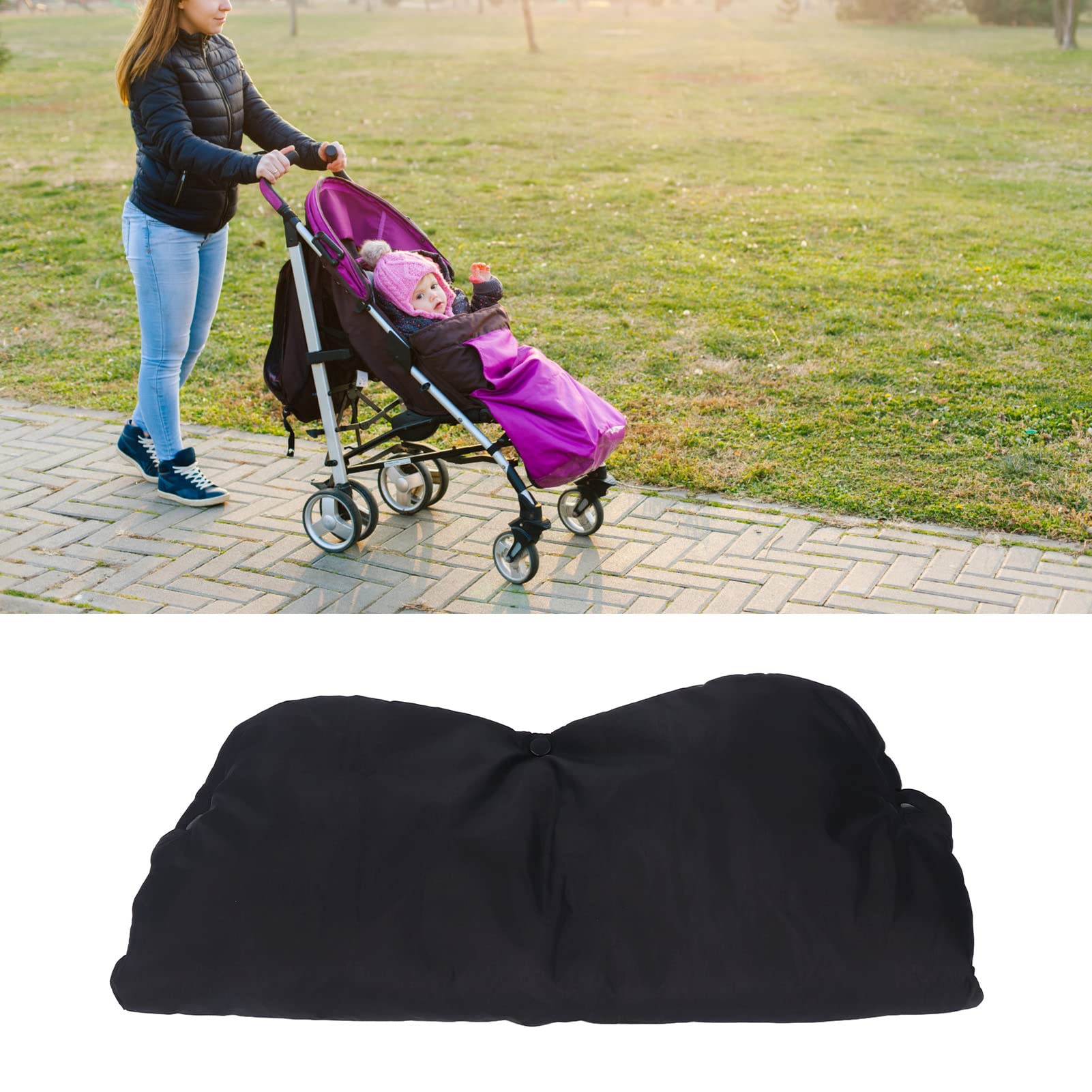 Stroller Hand Muff,Windproof Waterproof Baby Stroller Warm Portable Muffs Pushchair Gloves for Outdoor (Black)