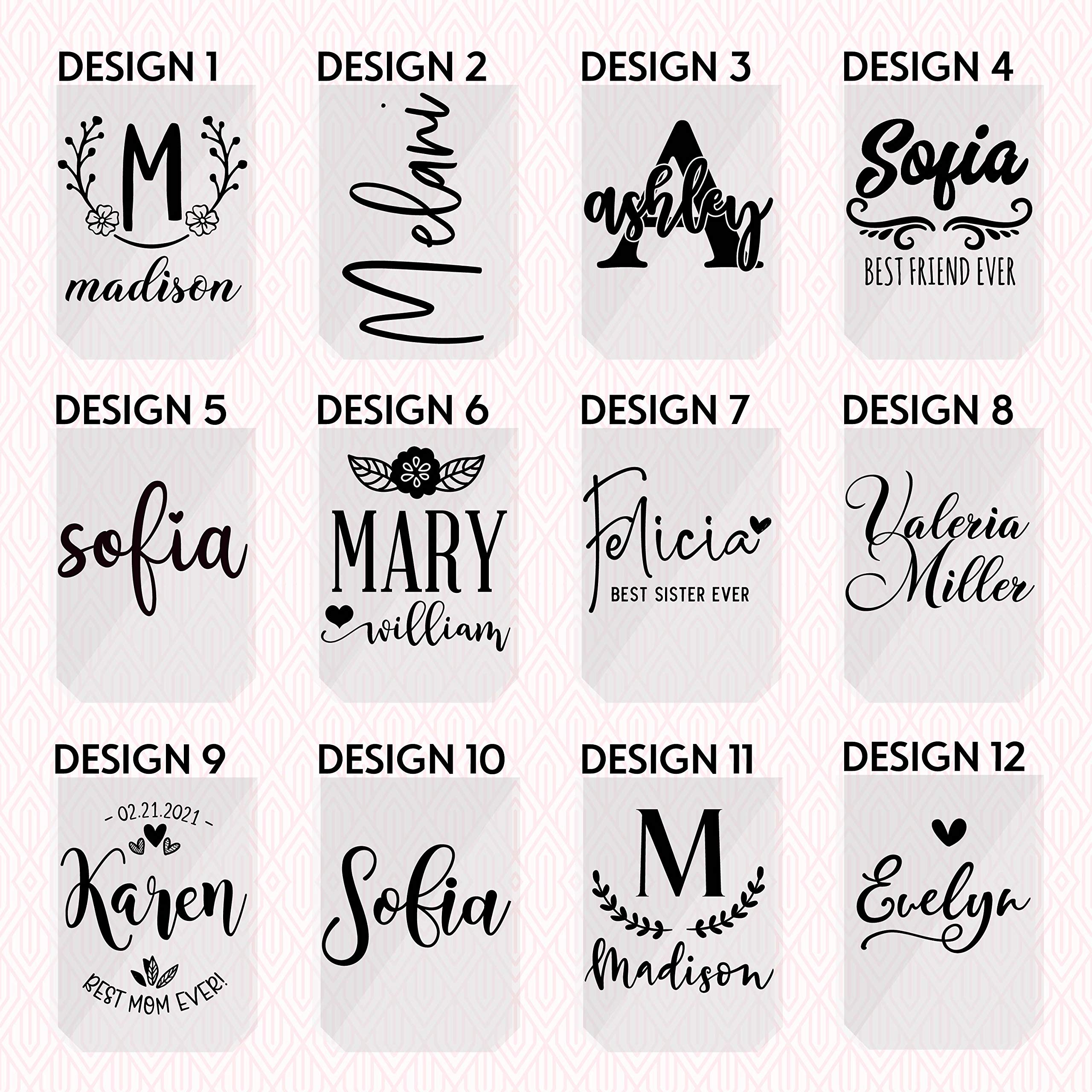 Personalized Wine Tumblers, 12 oz Sky Blue, 12 Designs, Stainless Steel Custom Wine Tumblers, Double-Wall, Vacuum Insulated, Personalized Gifts for Women
