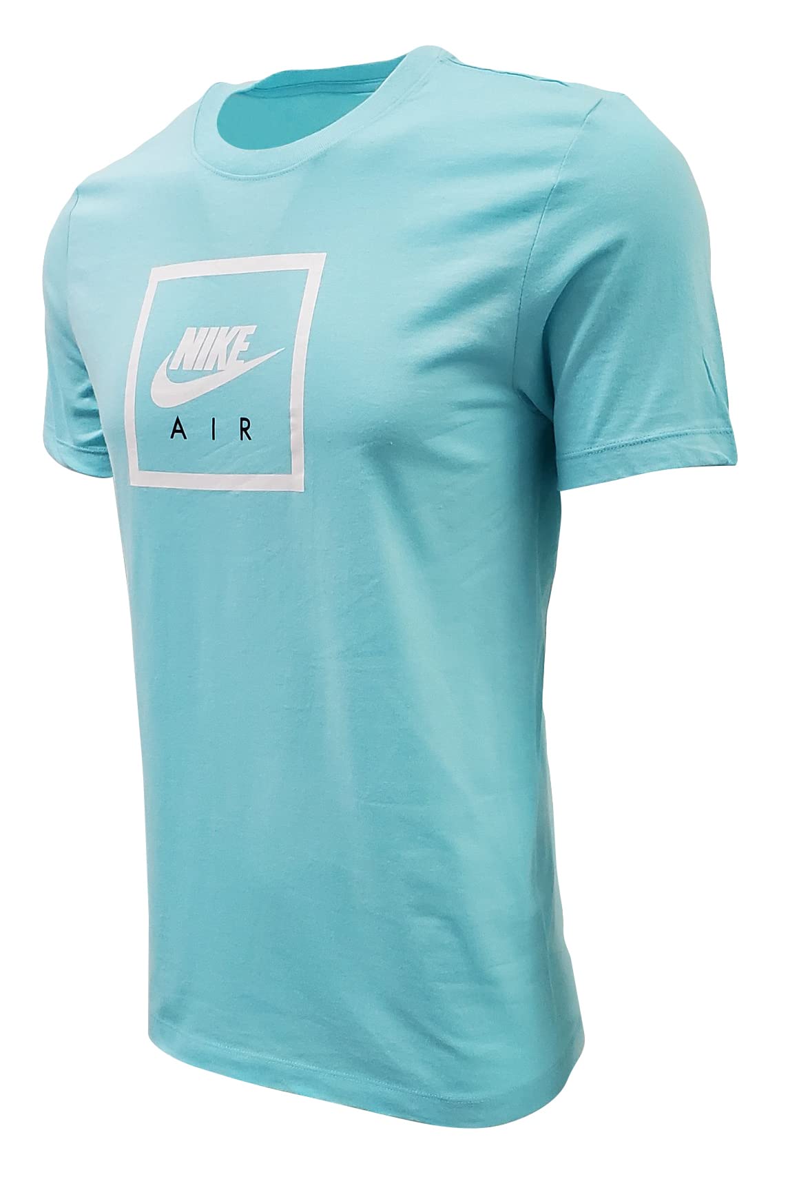 Nike Sportswear Men's Air Box Logo Short Sleeve T-Shirt (Large, Light Blue/White Box Logo)