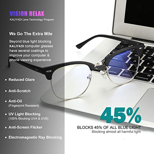 KALIYADI Blue Light Blocking Glasses UV400 Clear Lens Anti Eyestrain& headache Computer Glasses for Men Women(2 pack)