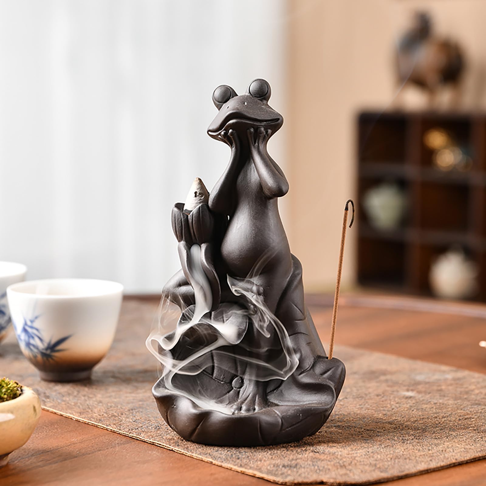 Jueison Backflow Incense Burner Incense Waterfall Burner Cute Pigs Deocr Ashtray Ash Catcher Incense Holder with 20 Incense Cones +30 Incense Sticks +1 Mat +1 Tweezer (Fruit)