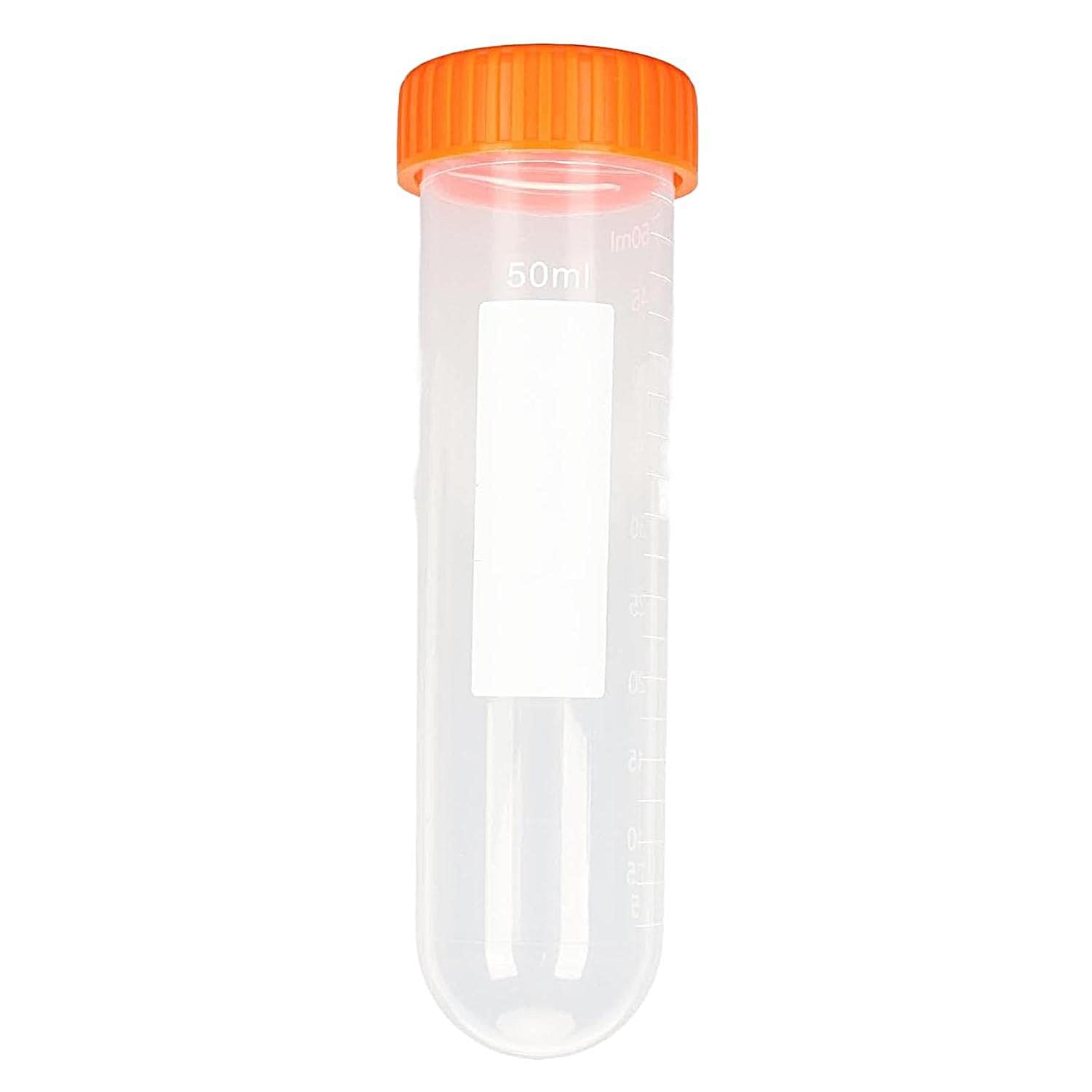 zoomto 50mL Centrifuge Tubes,50PCS Round Tubes Sterile,Leak-Proof Screw Caps(Orange), Plastic Container with Graduated and Write Marks, Non-pyrogenic, DNase/RNase Free, Human DNA-Free (Bag Pack)