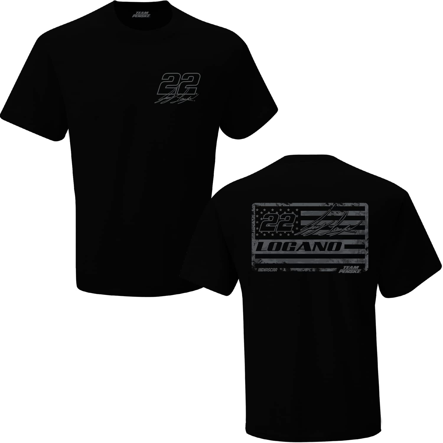 Joey Logano 22 Tonal Flag T-Shirt - Short Sleeve Automotive Racing Apparel Large