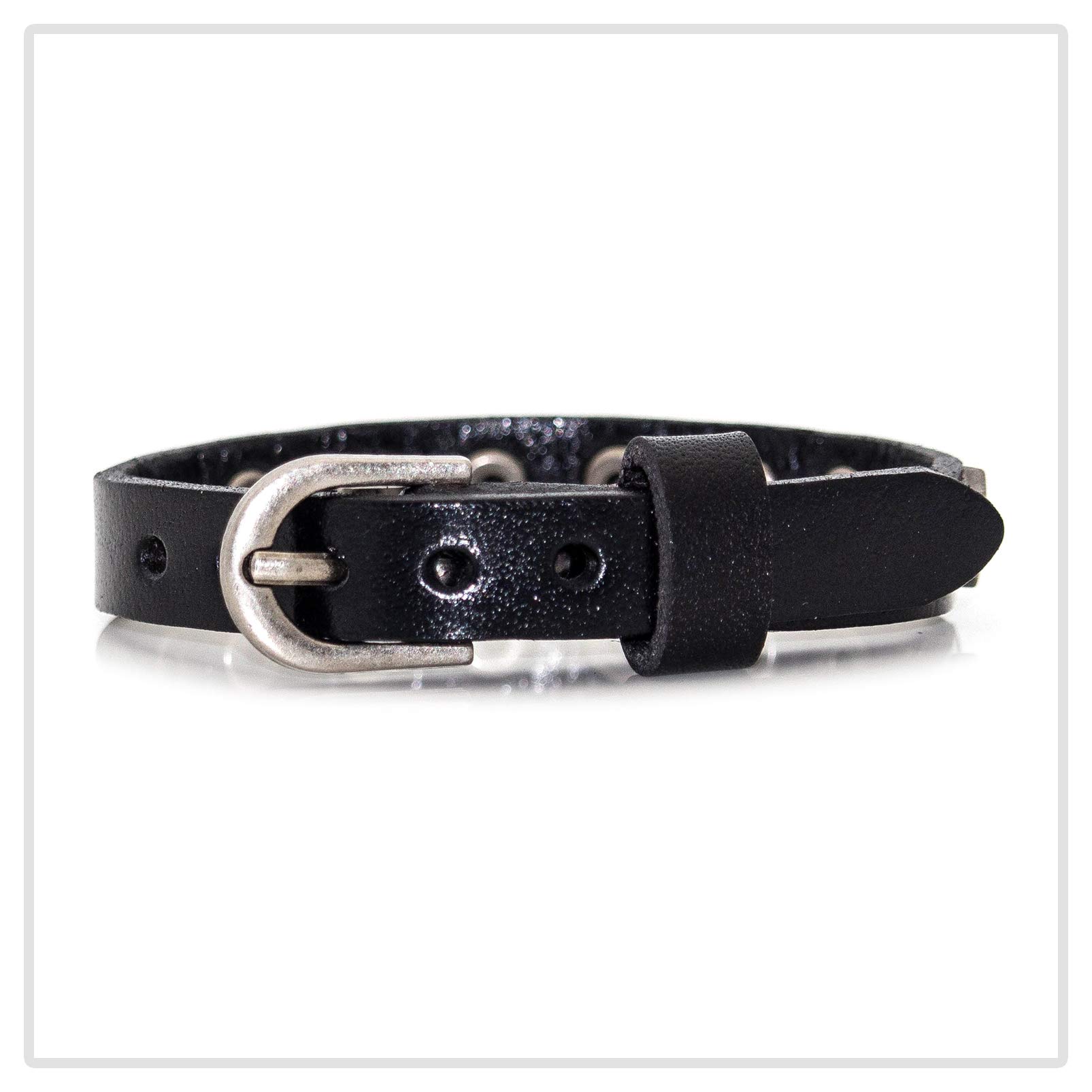 Mgutillart Punk Vintage Alloy Belt Buckle Bracelet Star Leather Cuff Bracelet(Black)