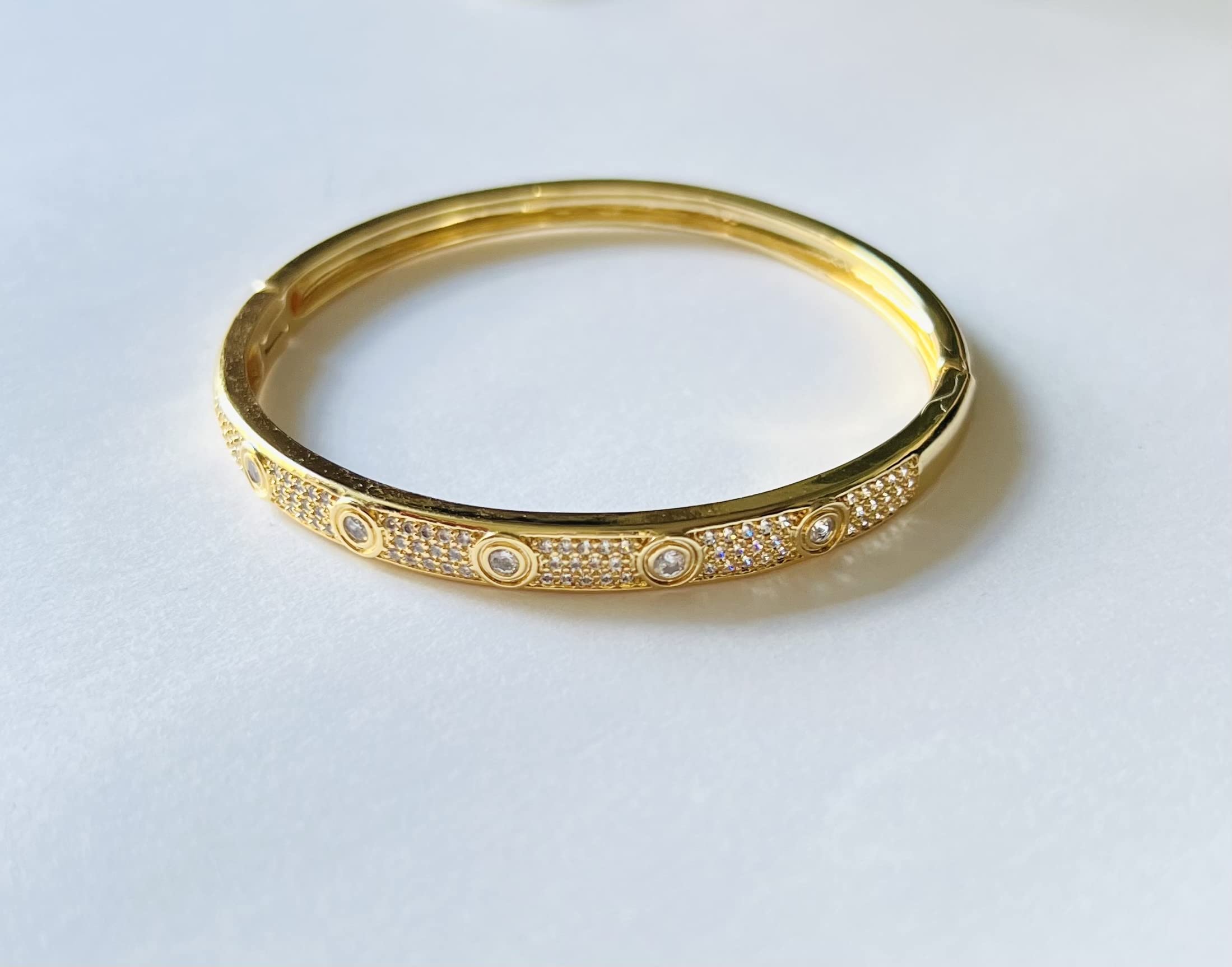 ROSALYN Bangle 18K Gold Filled/Cubic Zirconia/Luxury - 5mm width