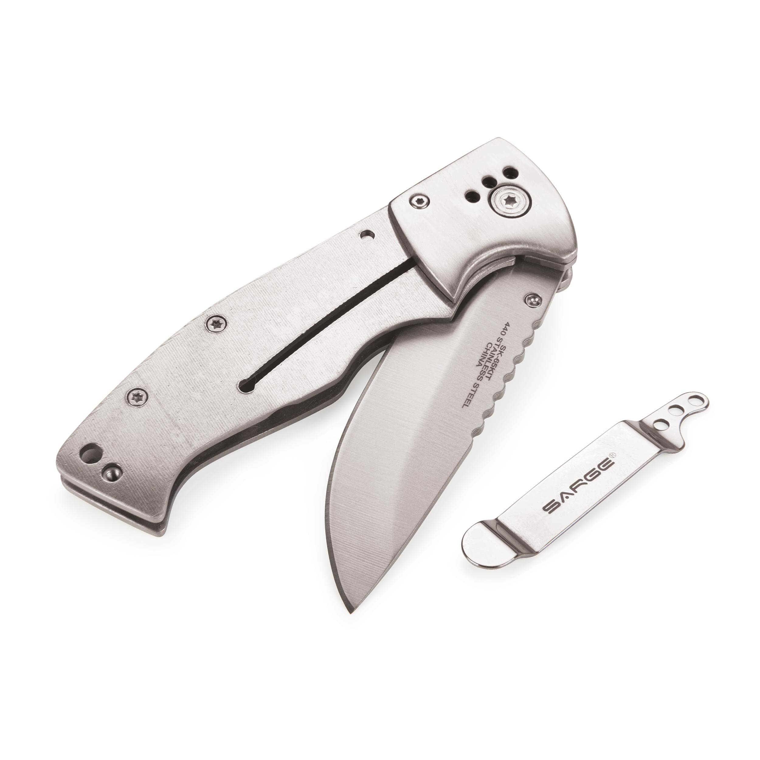 Sarge Knives SK-65KIT Liner Lock Folding Knife Kit, Stainless