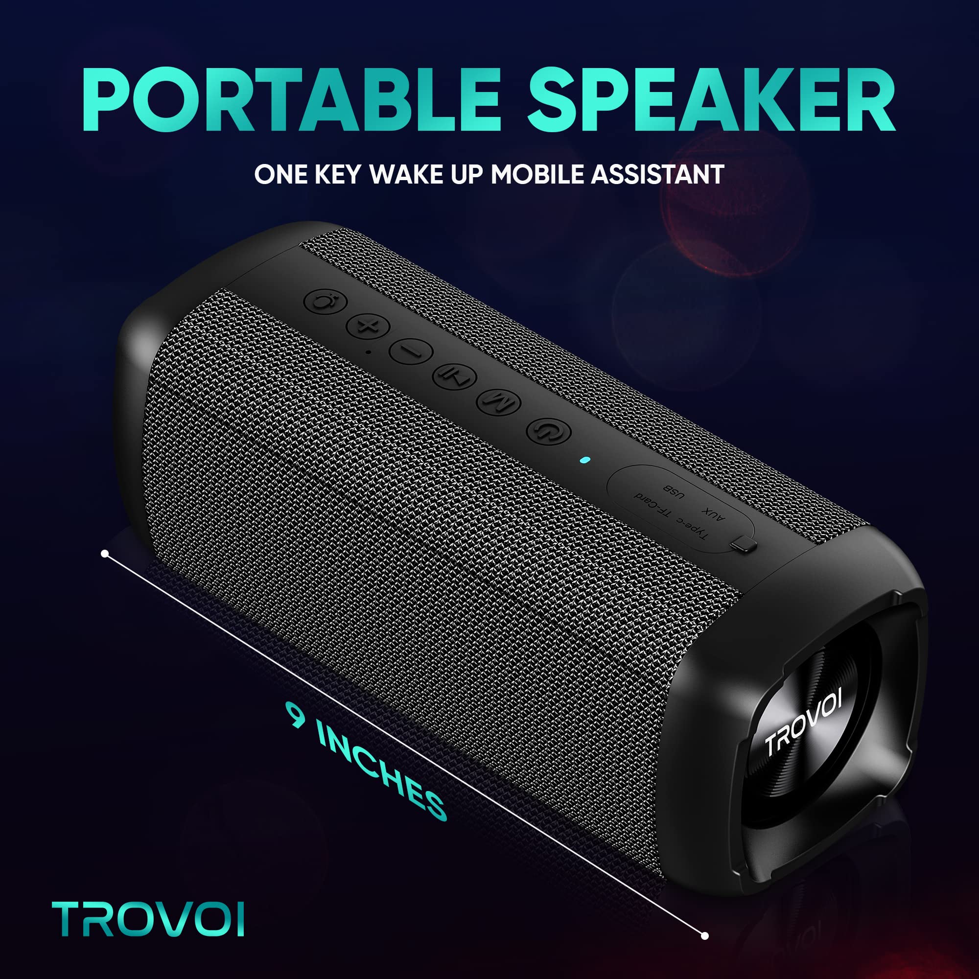 TROVOI Portable Bluetooth Speaker – 60W – IPX7 Waterproof – Suitable for Indoor, Outdoor, Pool, and Shower Use – Wireless Speakers for Home, Pool and Party – 360 Degree Sound