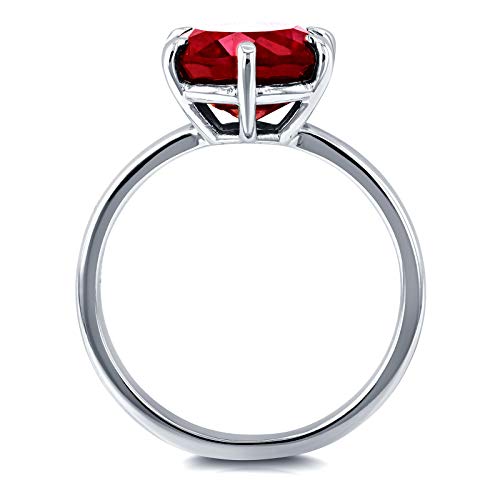 Kobelli Created Red Ruby 6-Prong Solitaire Ring 10mm 14k White Gold, 9.5