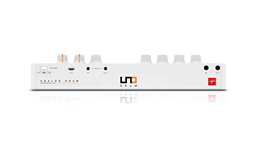IK Multimedia UNO Drum analog and digital drum machine with 6 analog voices, 64-Step Sequencer, USB and 2.5mm MIDI, 100 pattern presets, battery-powered and portable