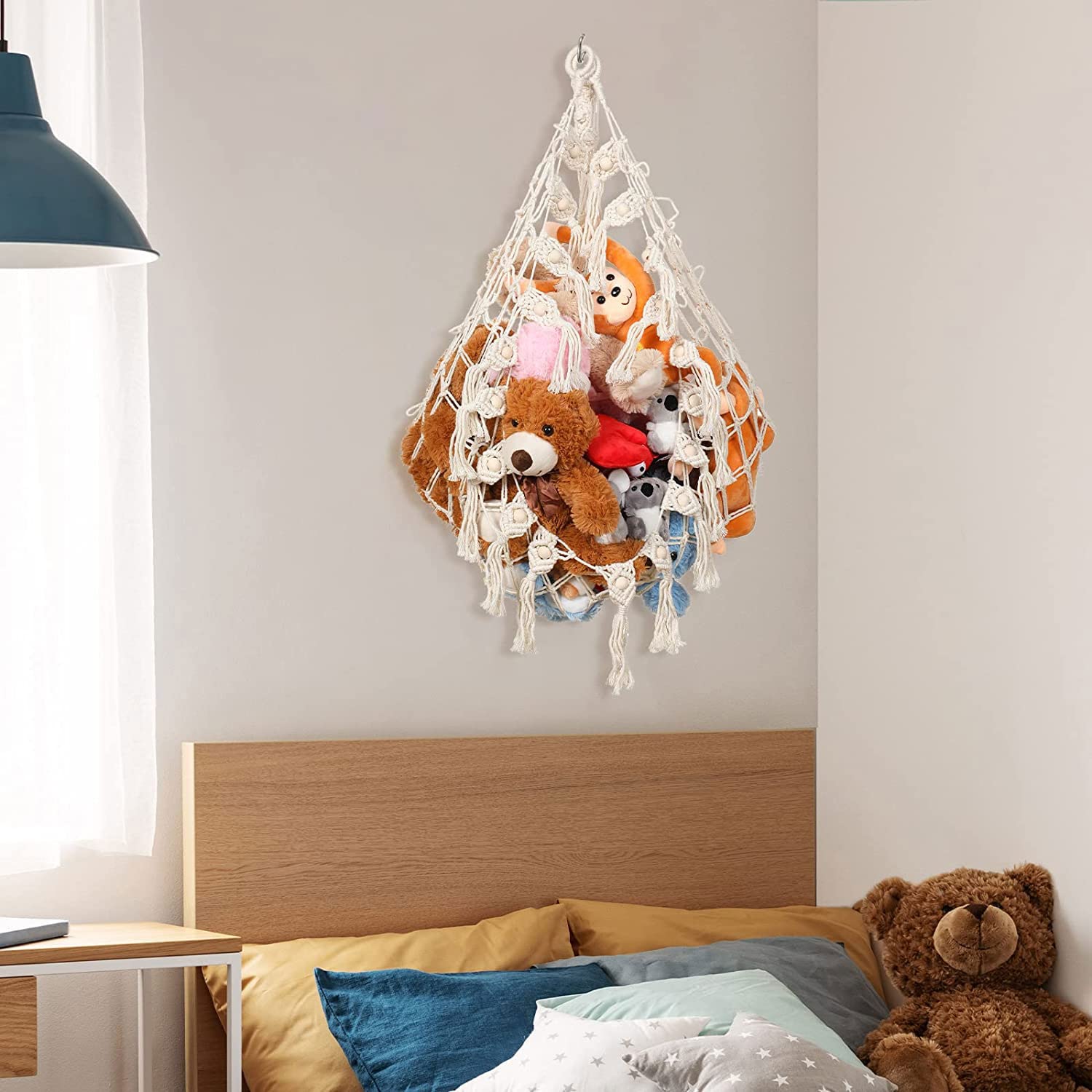 Stuffed Animal Net or Hammock with Hooks for Hanging Jumbo Doll Room Organizer Mesh Decoration-Hanging Storage Crib Kindergarten Rip-Resistant Stuff Animals Holder (SHUANGPIN)