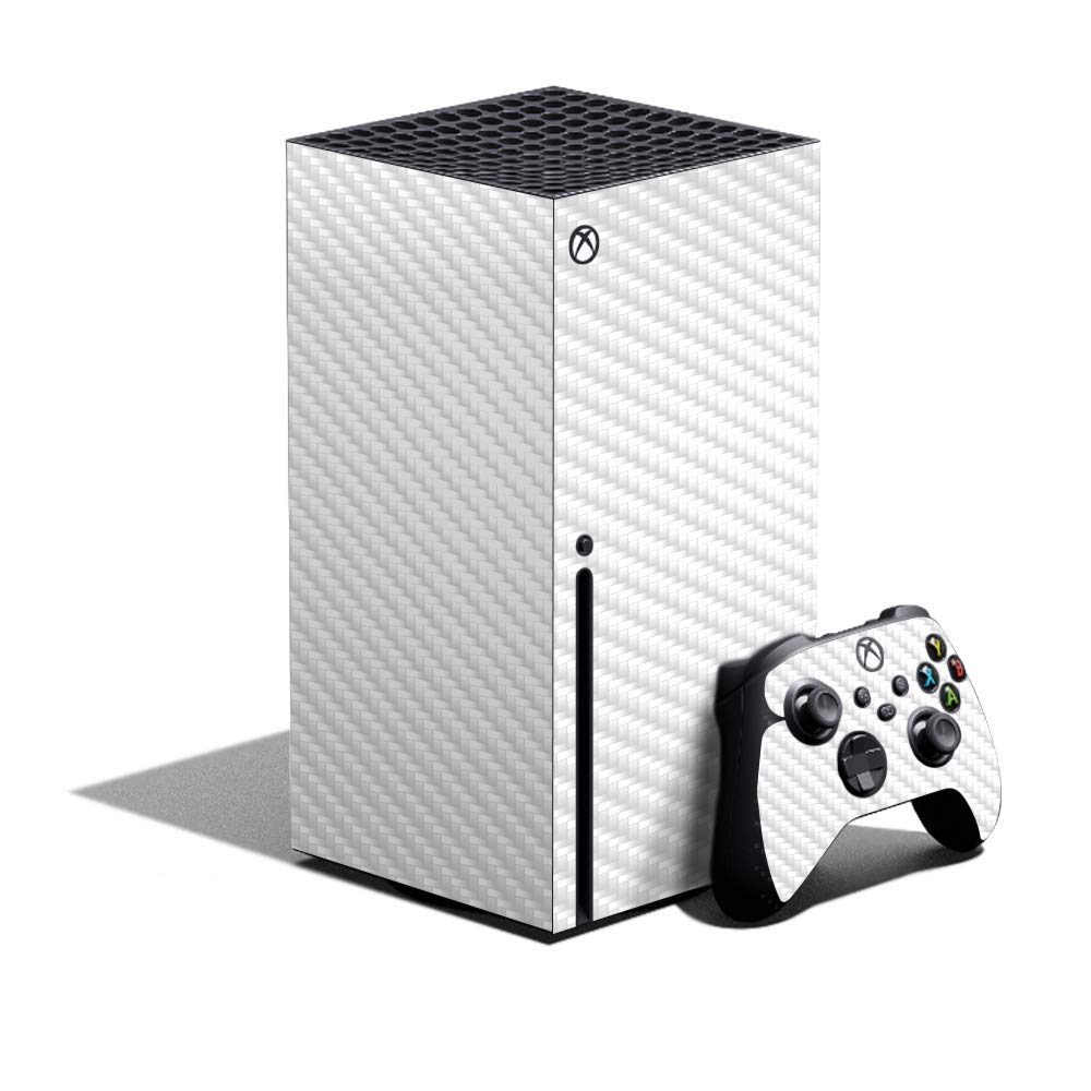 MightySkins Carbon Fiber Skin Compatible with Xbox Series X Bundle - Solid White | Protective, Durable Textured Carbon Fiber Finish | Easy to Apply and Change Styles | Made in The USA