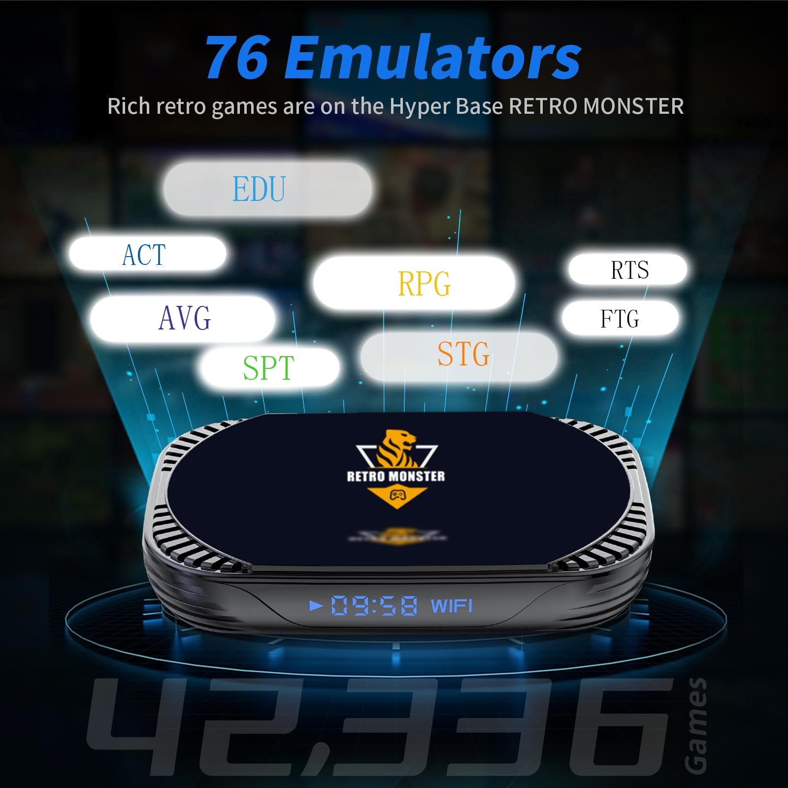 Retro Game Console with Built in 42,336 Games, S905X4 Chip Super Console, Video Game Console Preload 76 Emulators, Game System Compatible with MAME/ATARI/SEGA/PS1/PSP, All in One Emulator Console