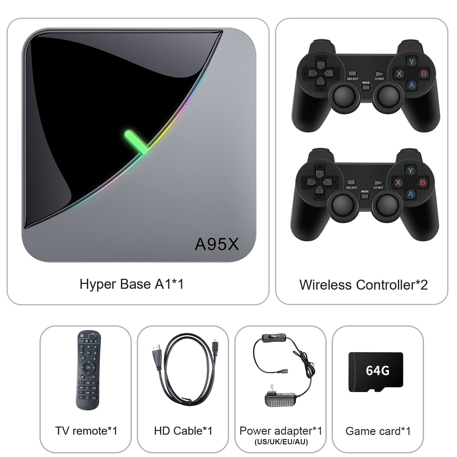 Retro Game Console X3 with built in 45,971 Classic Games, Video Game Console Preload 76 Emulators, Emulator Console with EmuELEC 4.5 Game System Plug and Play Video Games for TV, S905X3 Chip