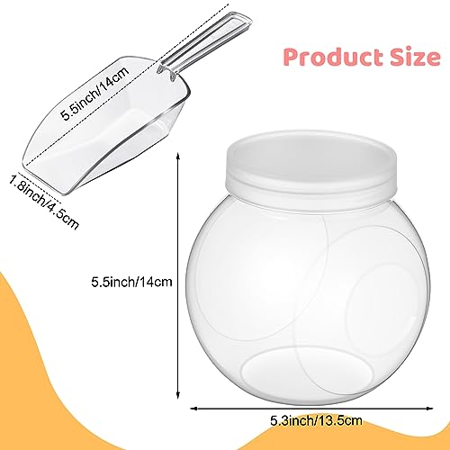 Umigy 4 Sets Plastic Candy Jar with Lid for Candy Buffet with Mini Acrylic Plastic Kitchen Scoop 42 oz Clear Candy Container Plastic Cookie Jar for Kitchen Counter Decorative Plastic Jar with Lid