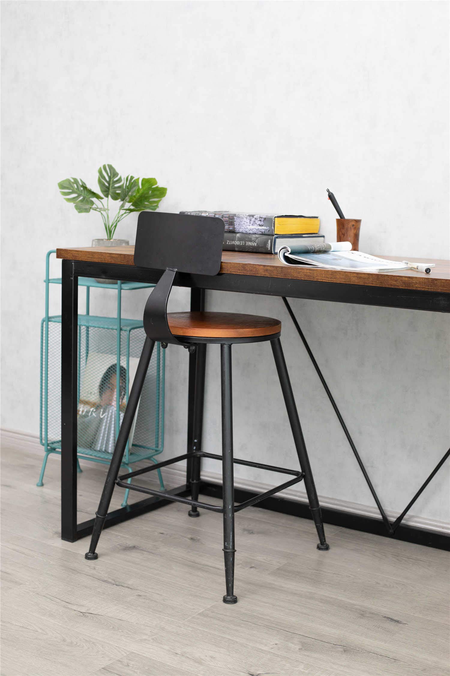 Lazyin Computer Desk Writing Desk 55 inch Industrial Wooden Style Vintage PC Laptop Table with 0.98" Thicker Board Sturdy Home Office Desk, Retro Brown