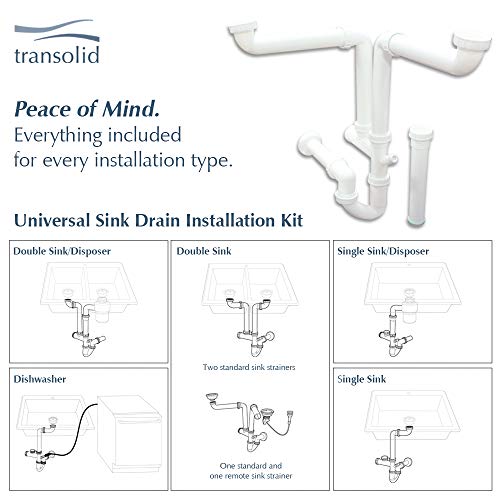 Transolid K-MTDD33229-1 Meridian 1-Hole Drop-in 50/50 Double Bowl 16-Gauge Stainless Steel Kitchen Sink Kit, 33-in x 22-in x 9-in, Brushed Finish